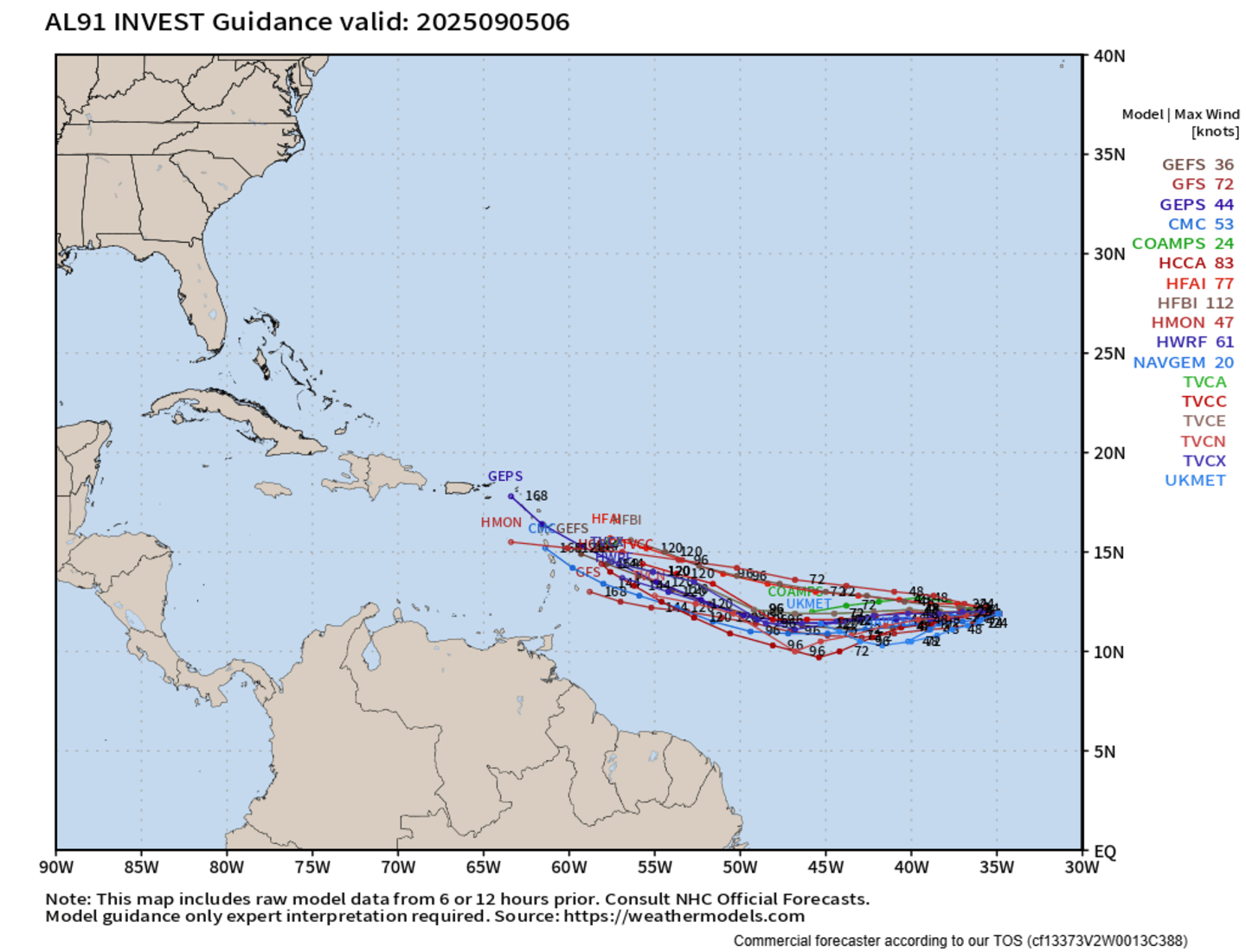 Tracking Invest 91L toward the eastern Caribbean islands for next week